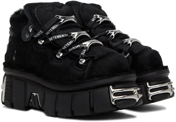 Vetements X New Rock Edition Platform Sneakers In Black Horse Hair